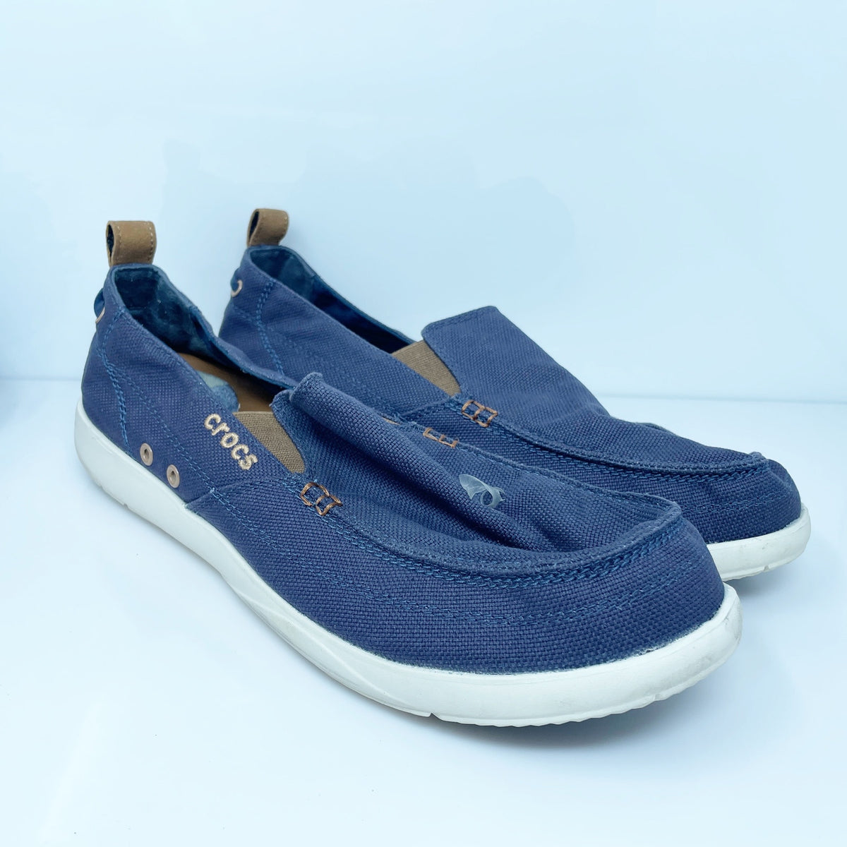 Crocs Mens Walu SYN 207635 Blue Square Toe Slip On Loafer Shoes Size 1 ...